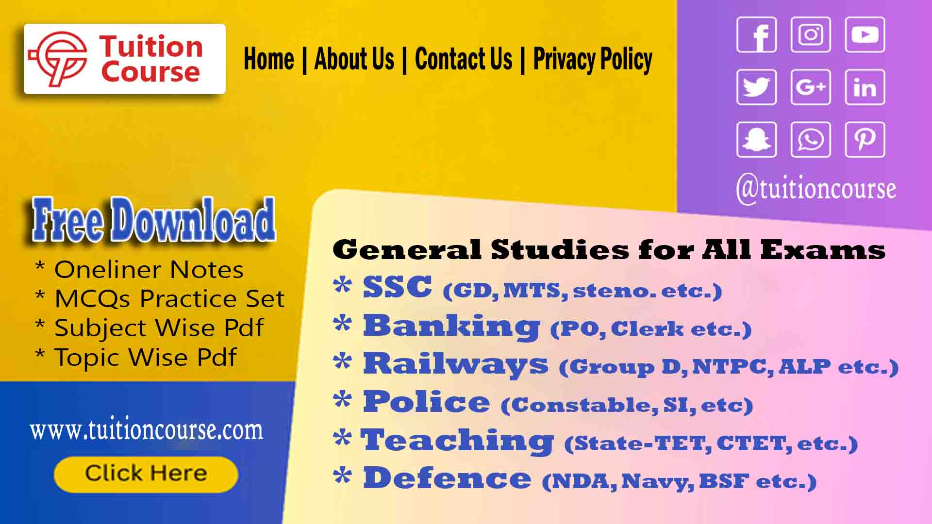 Tuition Course | Largest E-Tuition Classes for all Exams